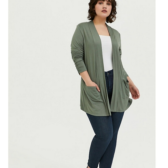 torrid | Sweaters | Torrid Super Soft Light Olive Green Open Cardigan ...